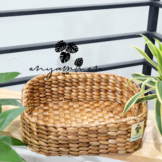 Jual Keranjang Anyaman Enceng Gondok Oval L/Wadah Eceng Gondok Natural ...