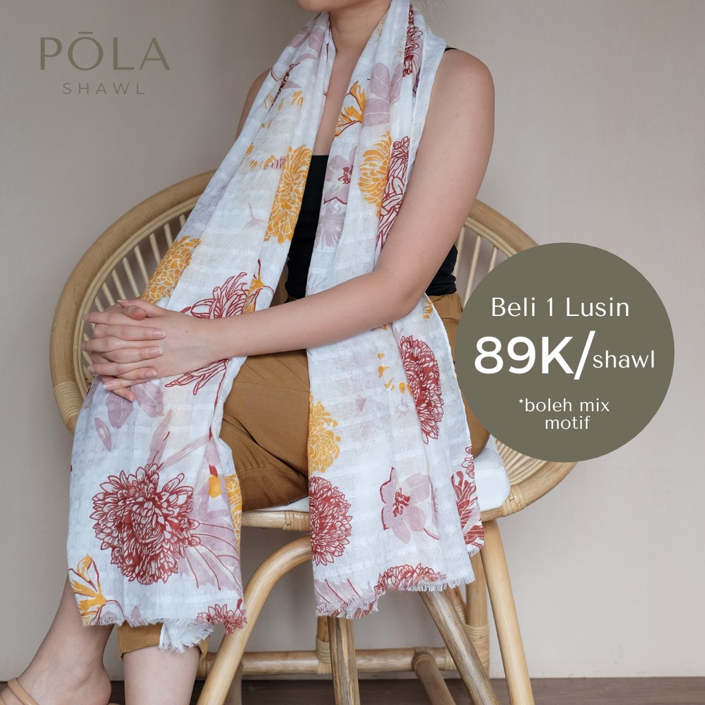 Jual Blaire In Red - Yellow Shawl ( Selendang , Pashmina , Shawl , Scarf , Syal ) | Shopee Indonesia