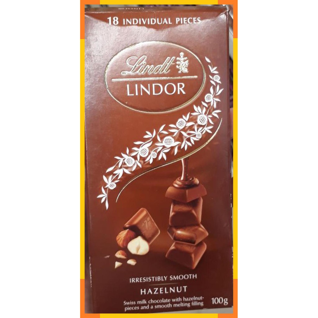 Jual Lindt Lindor 18 individual piece chocolate hazelnut 100 gram ...