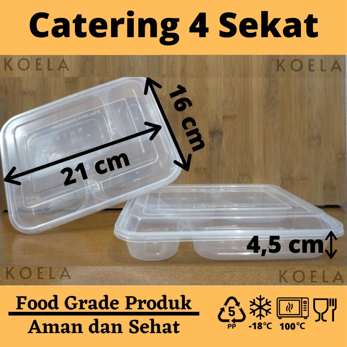 Jual Kotak Makan Plastik / Thinwall Sekat 4 / Tempat Makan Bento / Catering Sekat 4 - 25 Pcs ...