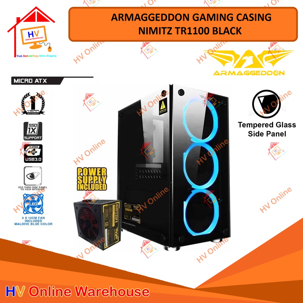 Jual Armaggeddon Gaming Case Nimitz TR1100 Casing PC Gaming - Black ...