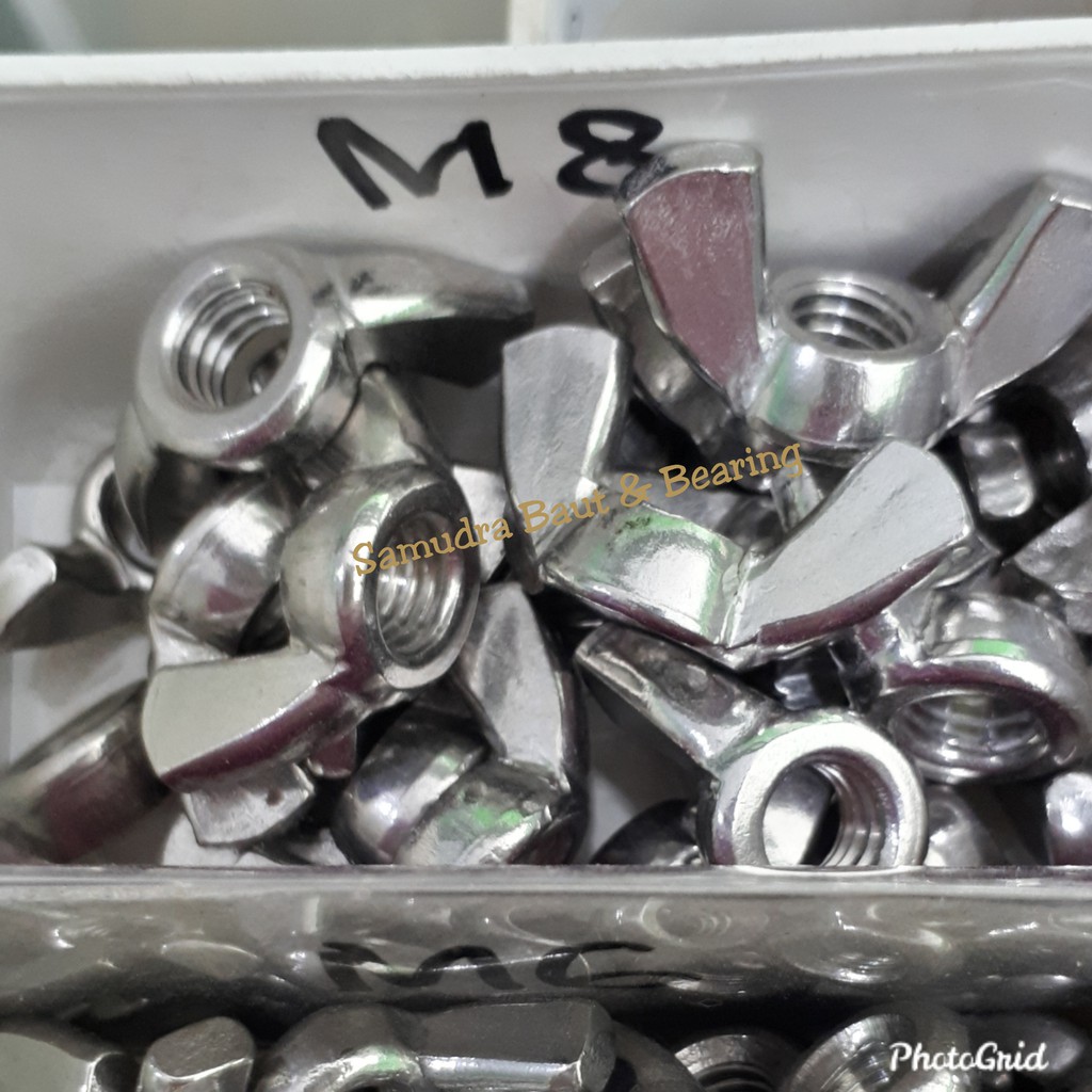 Jual Mur Kupu Stainless M 8 MINIMAL ORDER 10PCSBIJI .... BOLEH CAMPUR ...