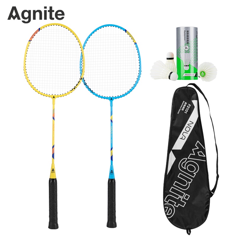 Jual Agnite Badminton Racket / Raket Bulu Tangkis isi 2 Warna Kuning ...