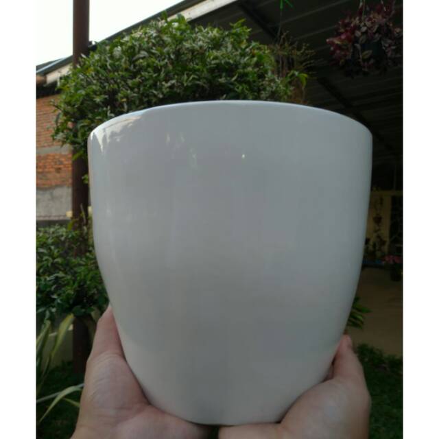 Jual Pot Keramik Putih Polos Sedang | Shopee Indonesia