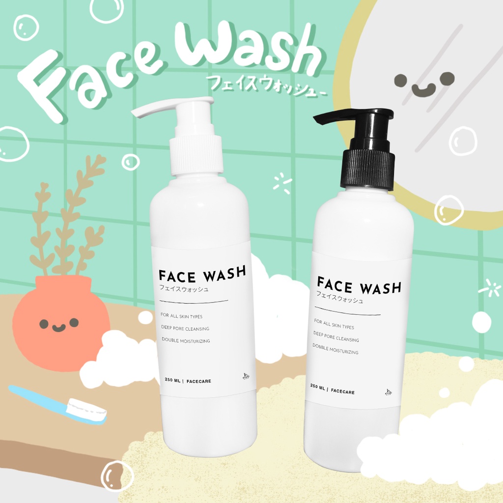 Jual Botol Pump Refill Face Wash/Sabun Cuci Muka 250ml Aesthetic Putih ...