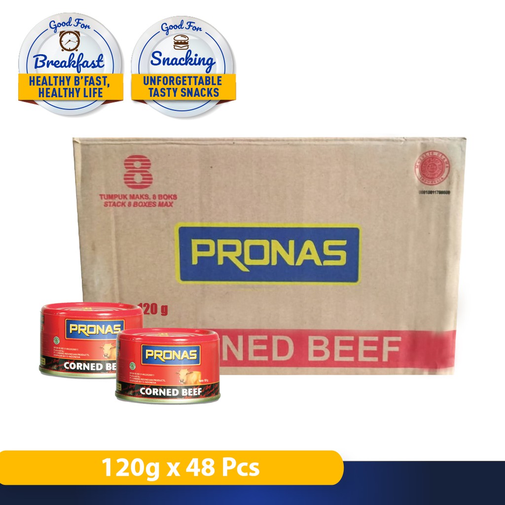Jual PRONAS Kornet Sapi Regular 120 g Kemasan Karton isi 48 pcs ...