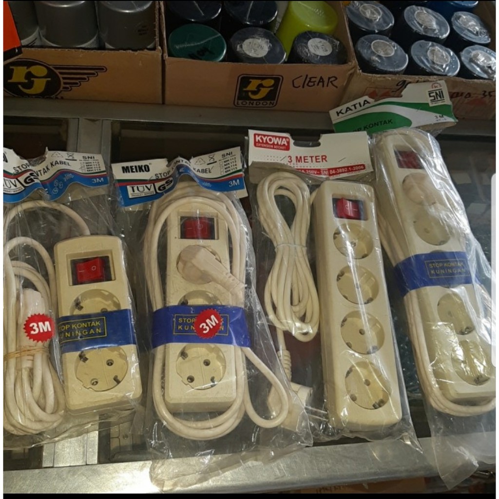 Jual Kabel Roll 3 meter/ Stopkontak Arde 2 Lubang/ 3 Lubang/ 4 Lubang ...