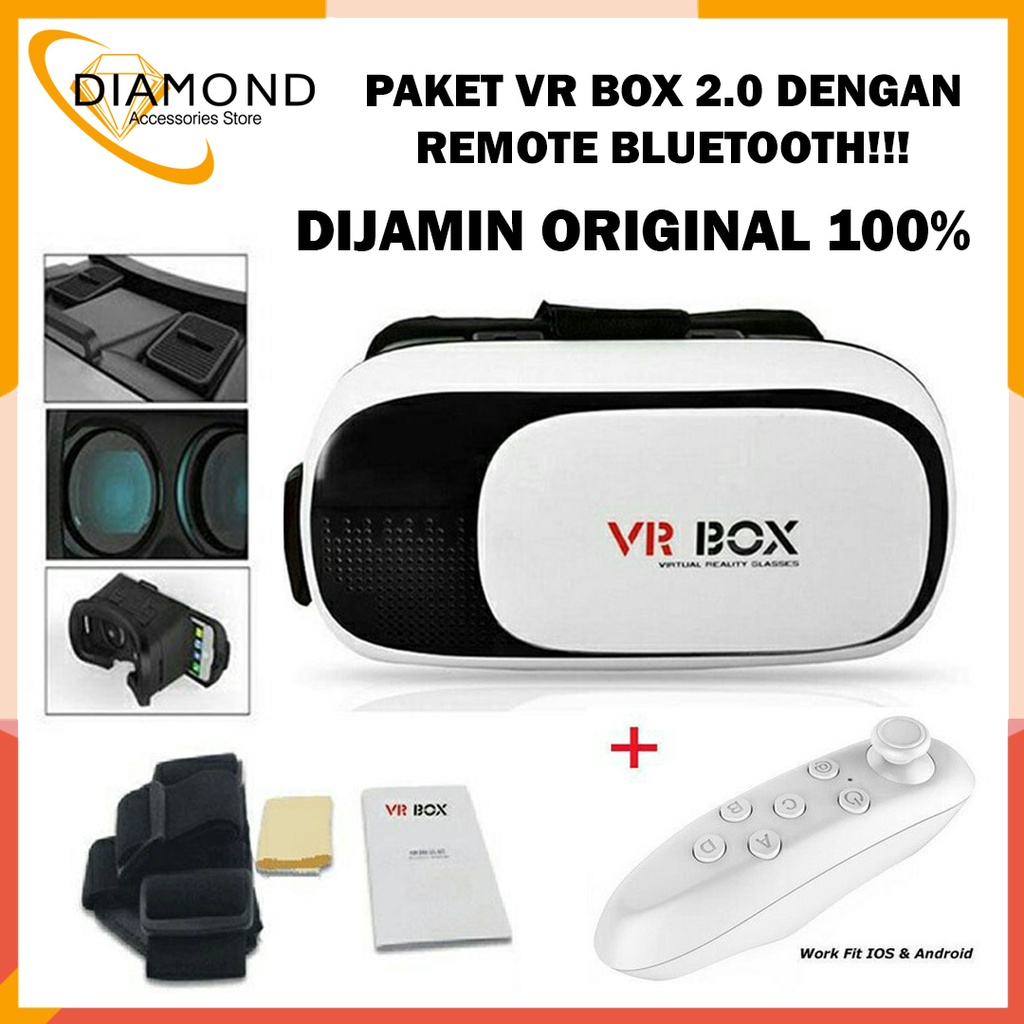Jual [PAKET REMOT] ORIGINAL VIRTUAL REALITY FOR SMARTPHONE + REMOTE BLUETOOTH / VR BOX 2.0 FREE ...