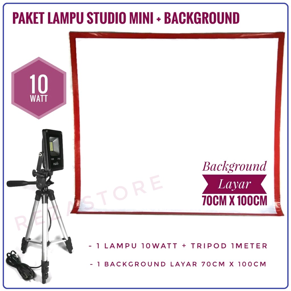 Jual Paket Lampu Foto Studio Mini 10 Watt Tripod 1 meter Dan Background ...