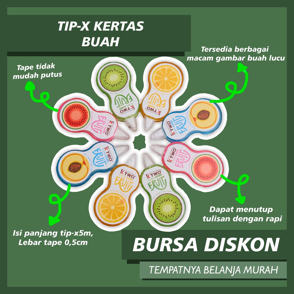 Jual Tip x Buah Correction Tape Kertas Tip-Ex Pita Tipex Tip-X Tipe X ...