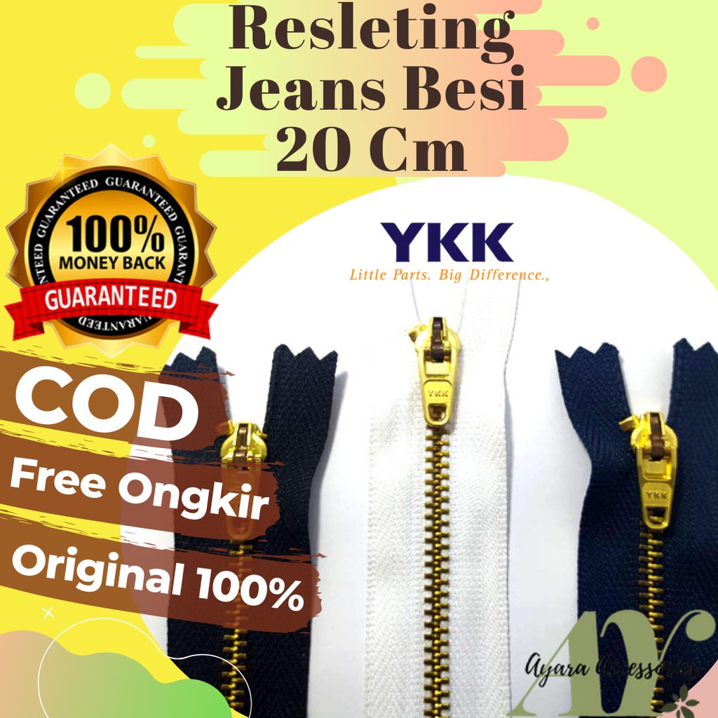Jual RESLETING ZIPPER SLETING JAKET JEANS LEVIS YKK BESI EMAS NO 4 PANJANG 20 CM | Shopee Indonesia