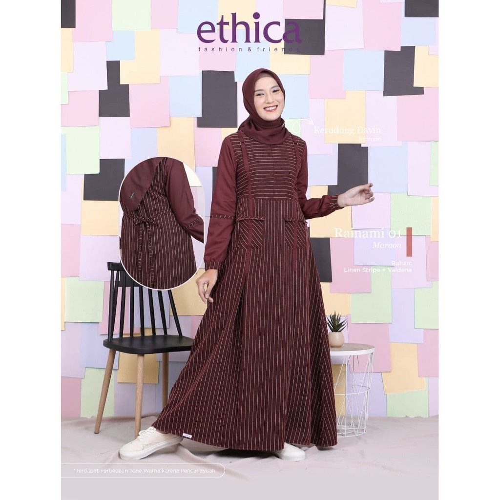 Jual BIG SALE 2022 / BAJU GAMIS WANITA ETHICA RAINAMI 01 MAROON / BAJU ...
