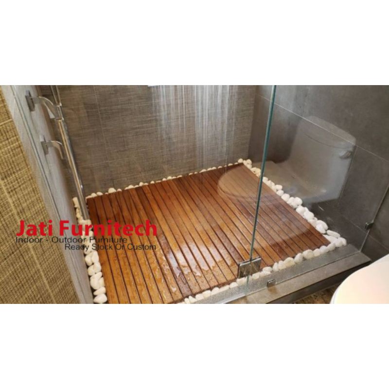 Jual Shower Mat Kayu Jati // Lantai Shower // CUSTOM UKURAN | Shopee ...