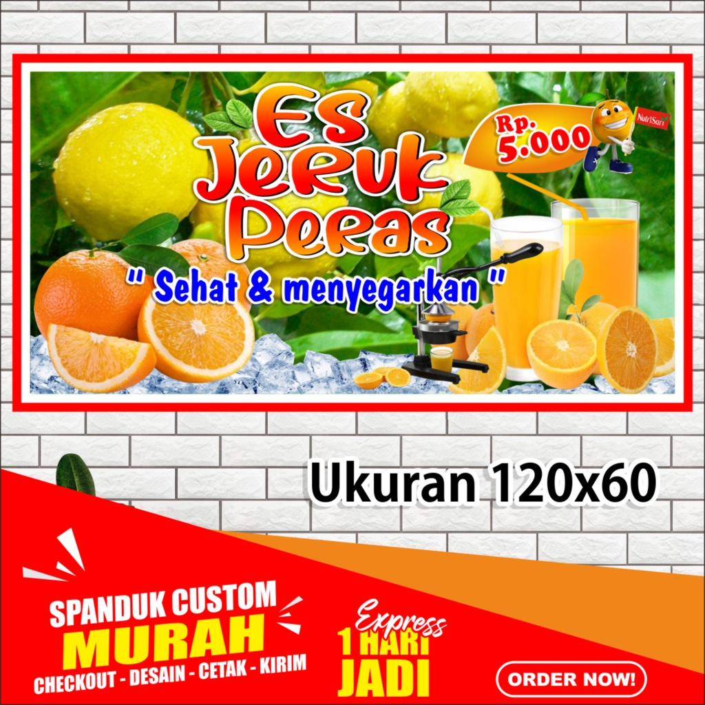 Jual Banner Es Jeruk Peras, COD Spanduk Es Jeruk Peras 120x60cm ...