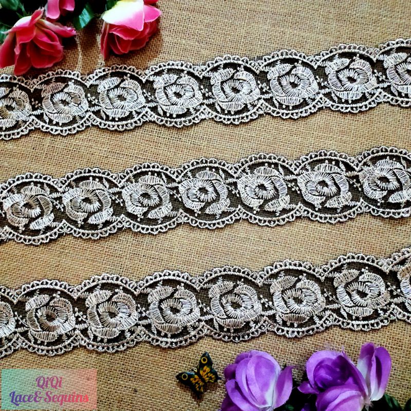 Jual Renda tille benang emas lebar 7 cm (harga per meter) | Shopee ...