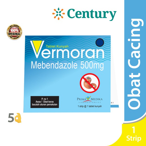 Jual Vermoran Mebendazole 500mg / Obat Cacing / Infeksi Cacing / Cacing ...