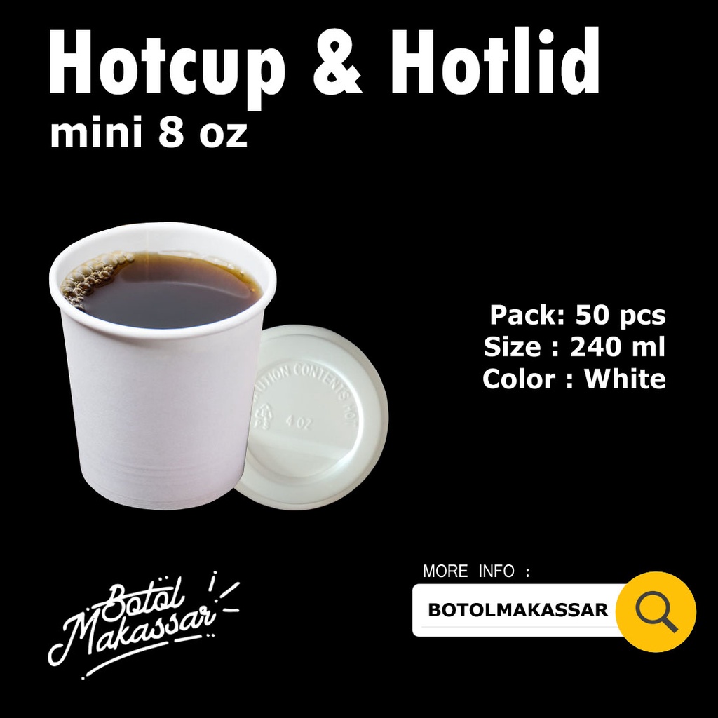 Jual Papercup 8 oz / Gelas kertas 240 ml Premium 210 gsm (Termasuk Tutup Gelas) isi 50 pcs ...