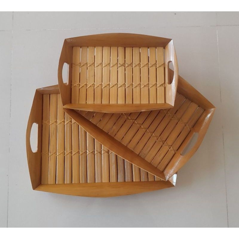 Jual NAMPAN SAJI BAMBU BAKI BAMBU ANYAMAN TRAY FOOD | Shopee Indonesia