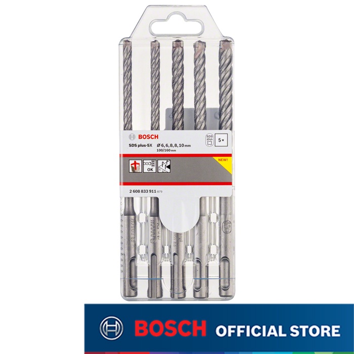 Jual Bosch Hammer Drill Bits Set / Mata Bor Beton Set 5Pcs SDS Plus-5X - 2608833911 | Shopee ...