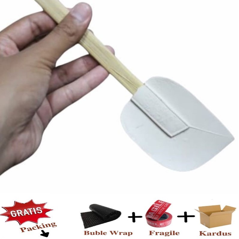 Jual Solet Spatula Karet Gagang Kayu Tahan Panas | Shopee Indonesia
