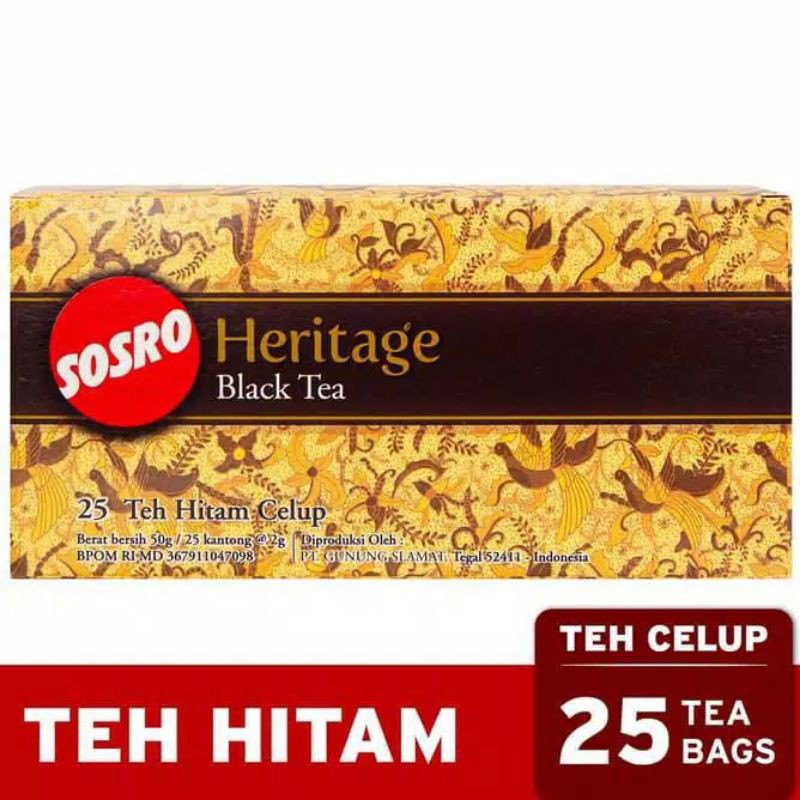 Jual TEH CELUP SOSRO HERITAGE Black Tea - 25 bags | Shopee Indonesia