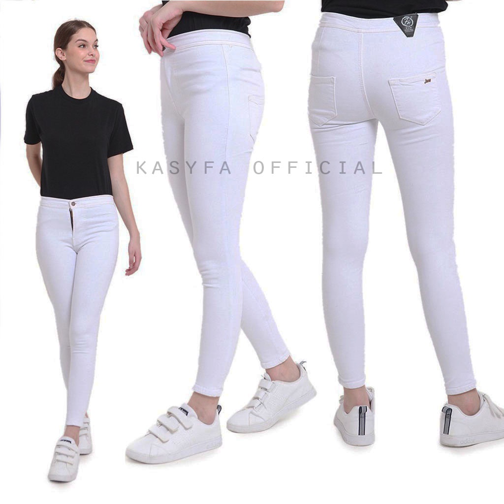 Jual CELANA JEANS PUTIH HIGHWAIST | Shopee Indonesia
