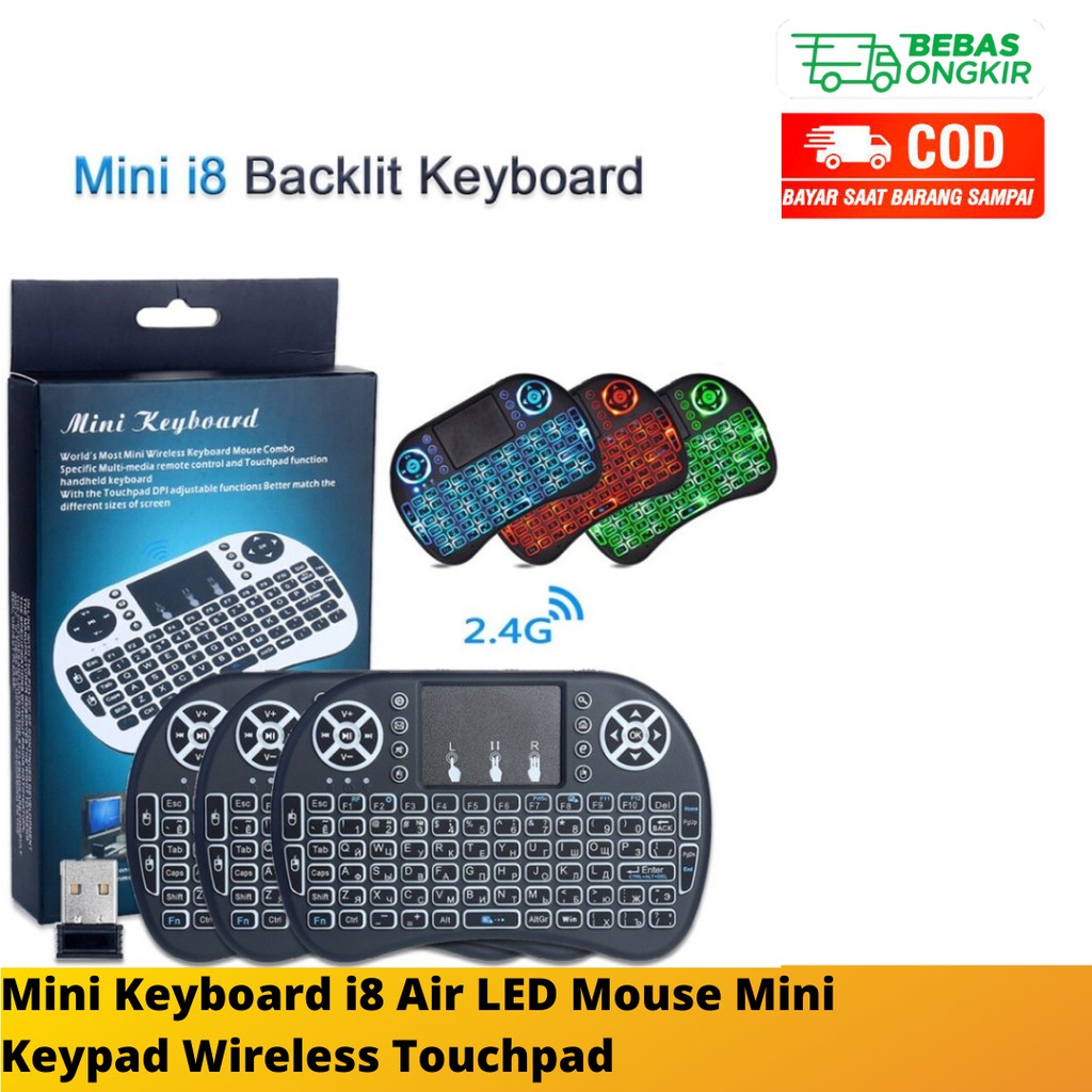 Jual Mini Keyboard i8 Air LED Mouse Mini Keypad Wireless Touchpad ...