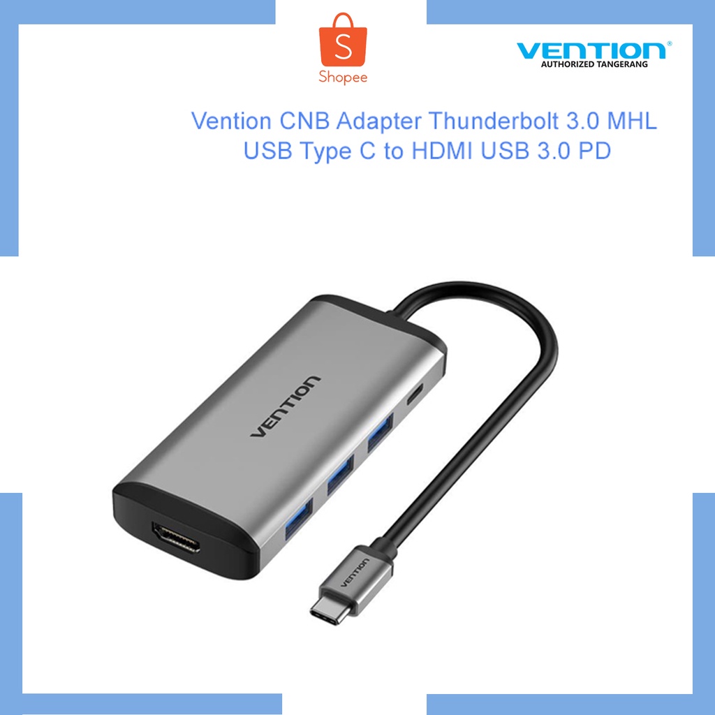 Jual Vention Adapter Thunderbolt 3.0 MHL USB Type C to HDMI USB 3.0 PD ...