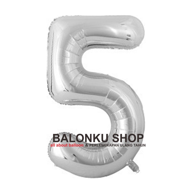 Jual Balon Foil Angka Jumbo Silver 100 cm / Balon Angka Jumbo 100cm ...