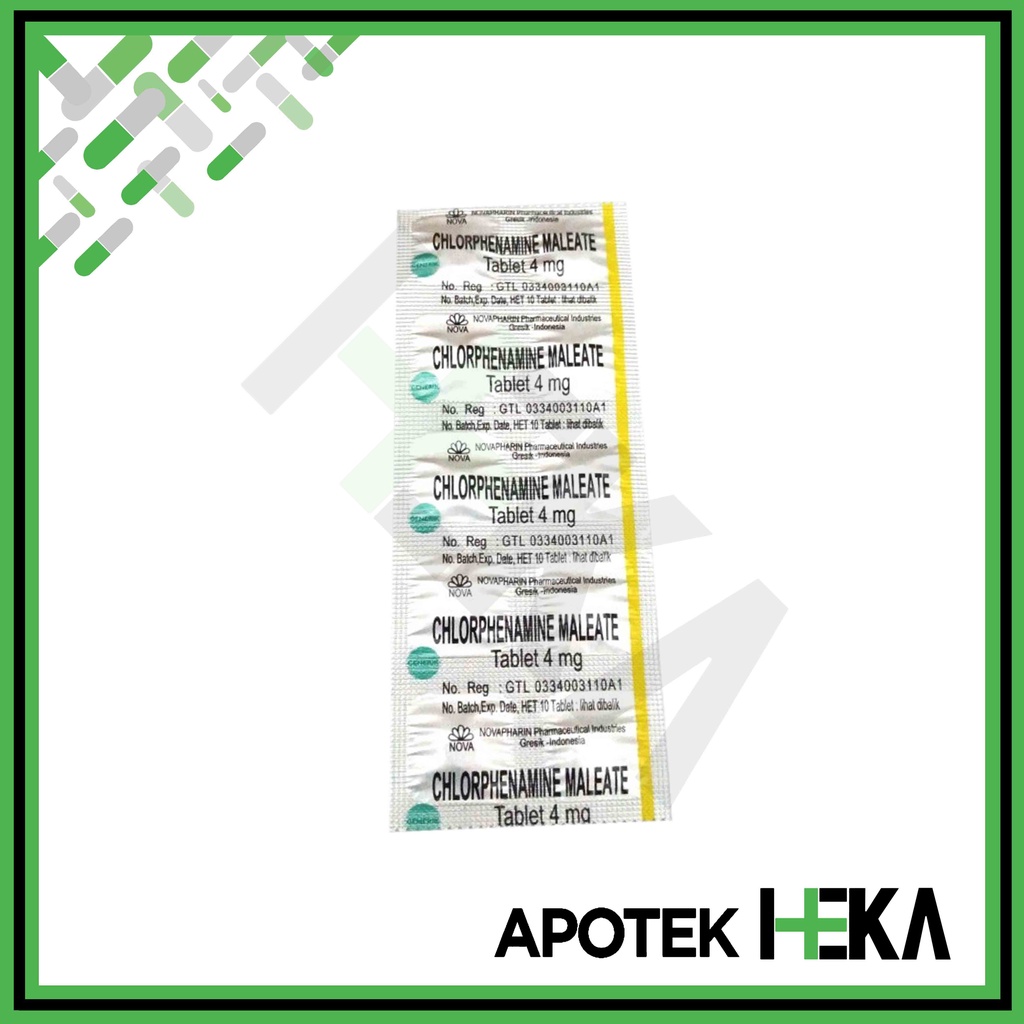 Jual Chlorphenamine Maleate 4 mg Novapharin Strip isi 10 Tablet - CTM ...