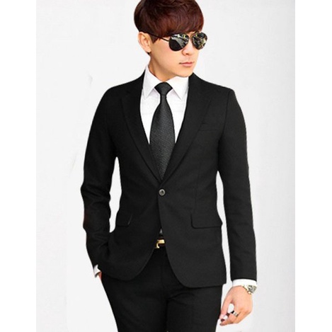 Jual Jas Pria Hitam Slimfit Formal Free Dasi Untuk Wisuda Pernikahan S M L XL XXL | Shopee Indonesia