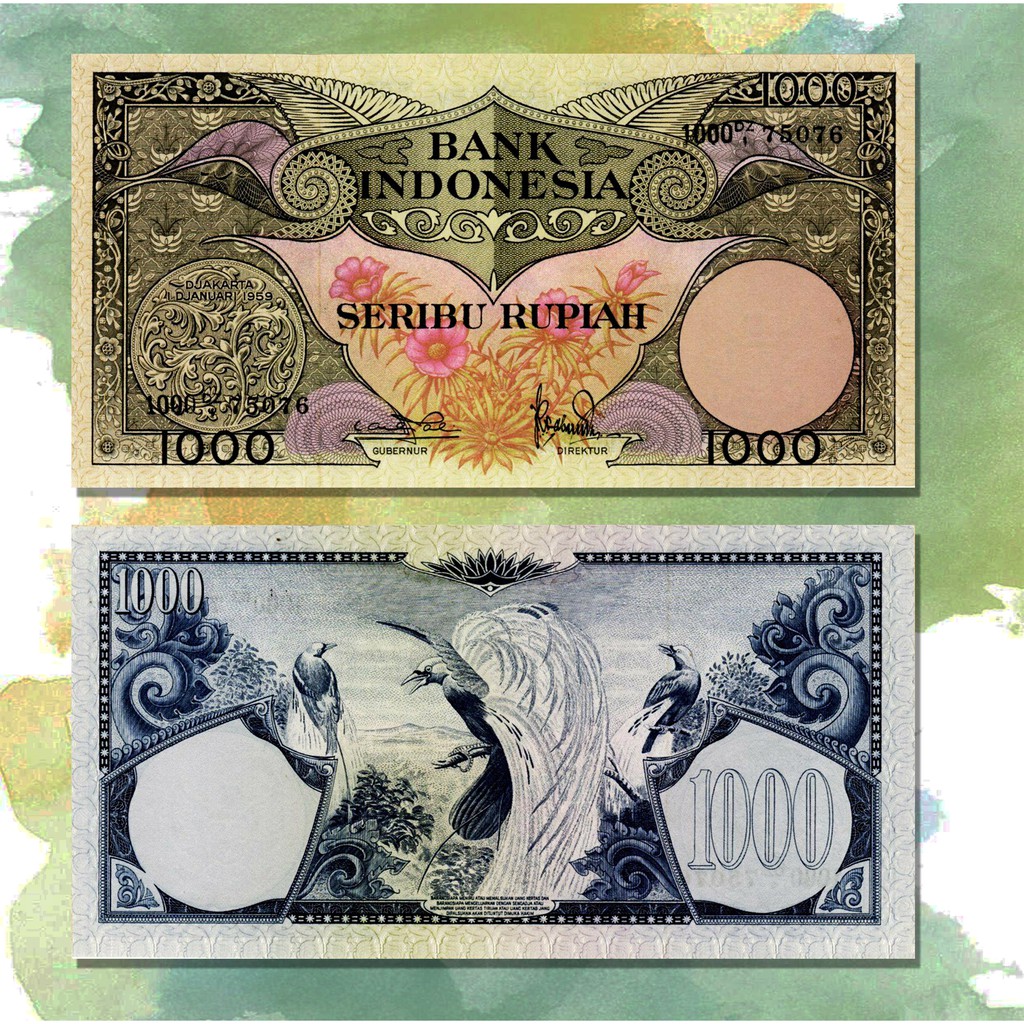Jual Uang Kuno 1000 Rupiah seri Bunga dan Unggas souvenir Replika Repro ...