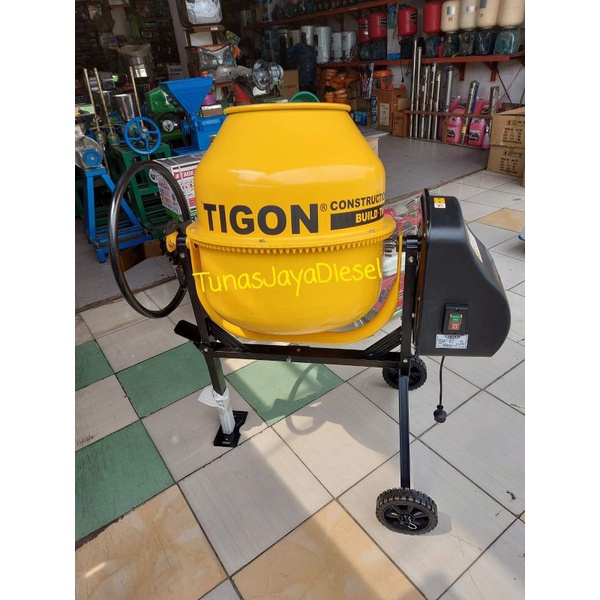 Jual Mesin Molen Mini Listrik 120liter TIGON / Mesin Pengaduk Semen Beton Concrete Mixer ...
