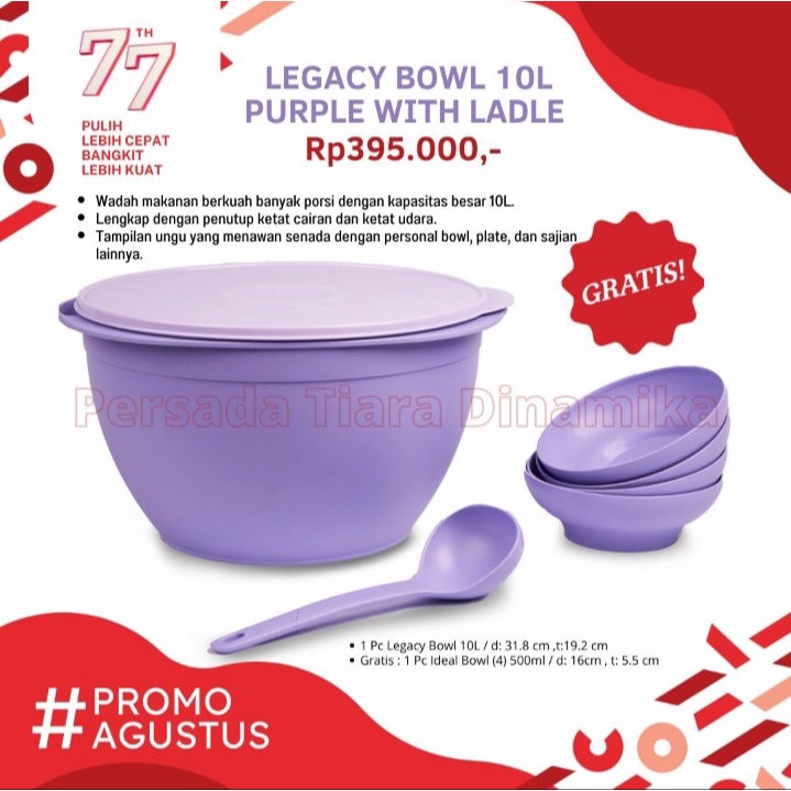Jual TUPPERWARE LEGACY BOWL SET 10 L - WADAH MAKANAN BERKUAH | Shopee ...