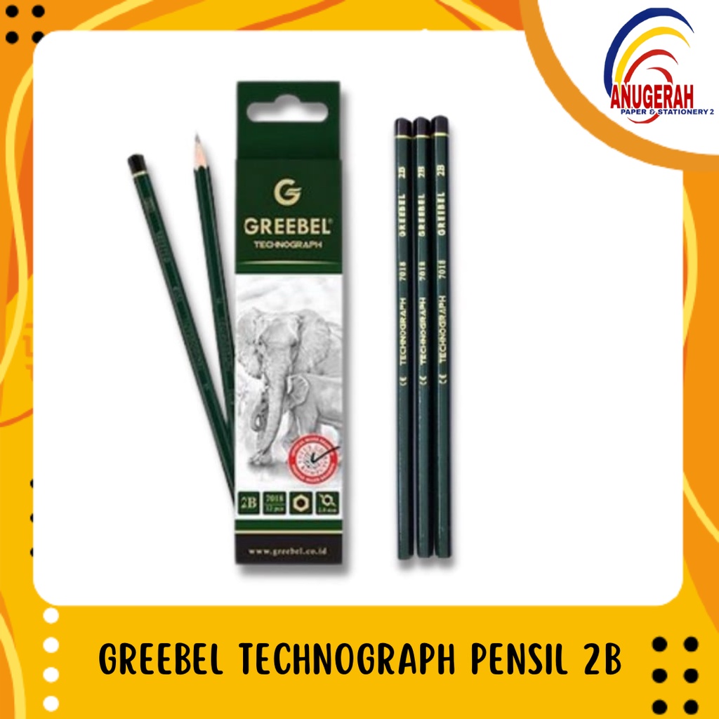 Jual GREEBEL TECHNOGRAPH 7018 PENSIL 2B (PCS) | Shopee Indonesia