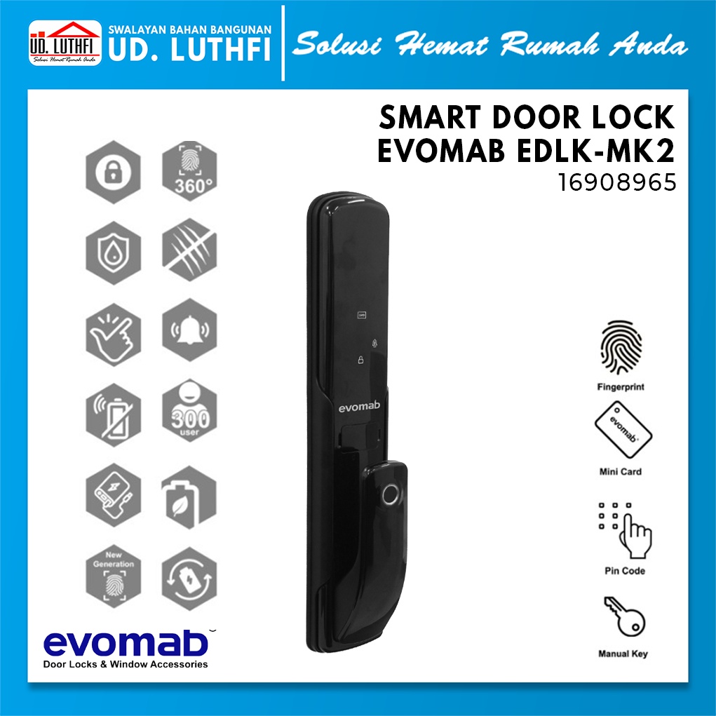 Jual Smart Door Lock / Digital Door Lock Evomab EDLK-MK2 Fingerprint ...