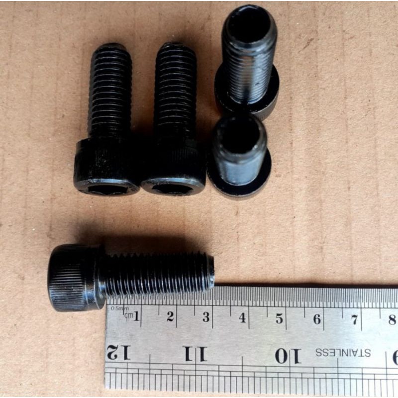 Jual BAUT L M12X30 BAJA M12 X 30 HITAM PANJANG 3CM KUNCI L10 L 10 HEX HEAD SOCKET SCREW FULL ...