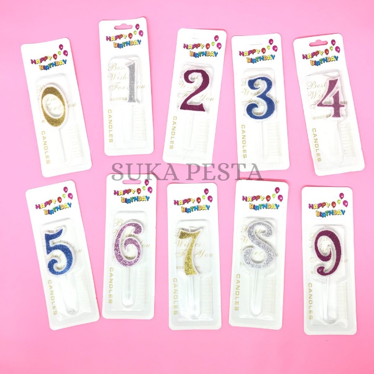 Jual LILIN ANGKA GLITTER WARNA / LILIN GLITER / LILIN ULANG TAHUN ...