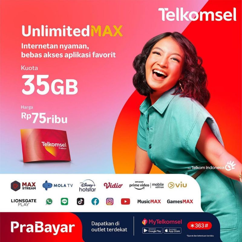 Jual (Promo)KARTU UNLIMITED MAX 35GB Kuota Tanpa Batas Giga Telkomsel(TANPA FUP) | Shopee Indonesia