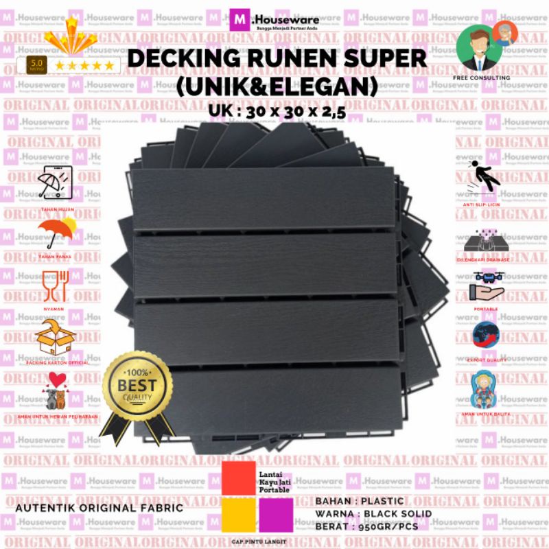 Jual Runnen Dark Grey ukuran 30x30cm Decking Tile Portable / Lantai ...