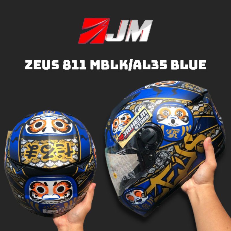 Jual Zeus 811 MATT BLACK / AL35 BLUE Helm Harian Touring HITAM BIRU ...