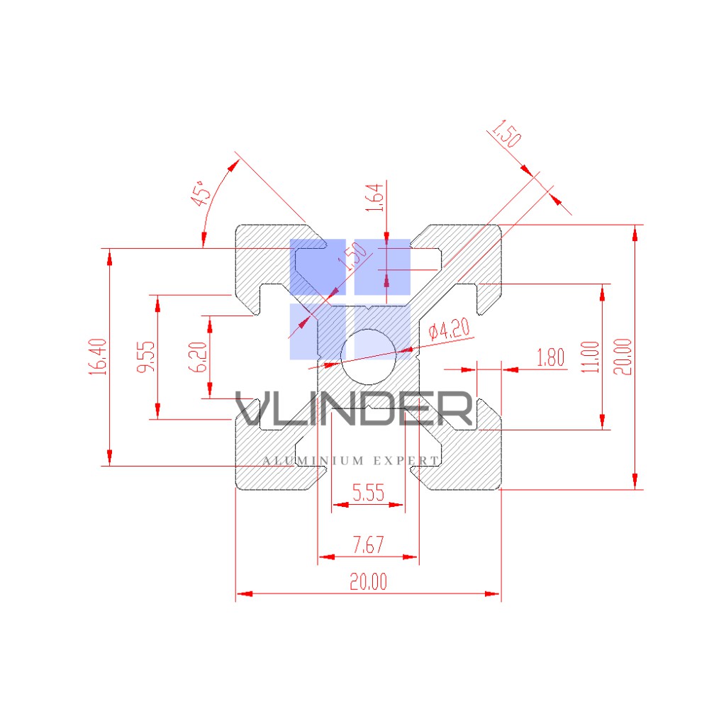 Jual V Slot 2020 Aluminium Extrusion Frame for CNC Track - L. 10 cm ...