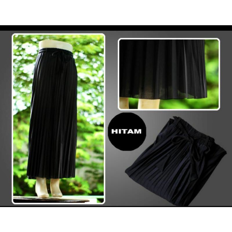 Jual Rok Plisket Hitam UK standar bahan Kashibo Premium | Shopee Indonesia