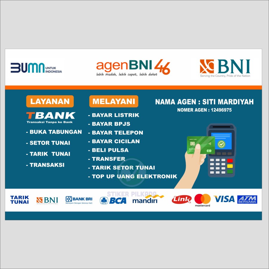 Jual STIKER VYNIL AGEN BNI UK.50X40CM | Shopee Indonesia