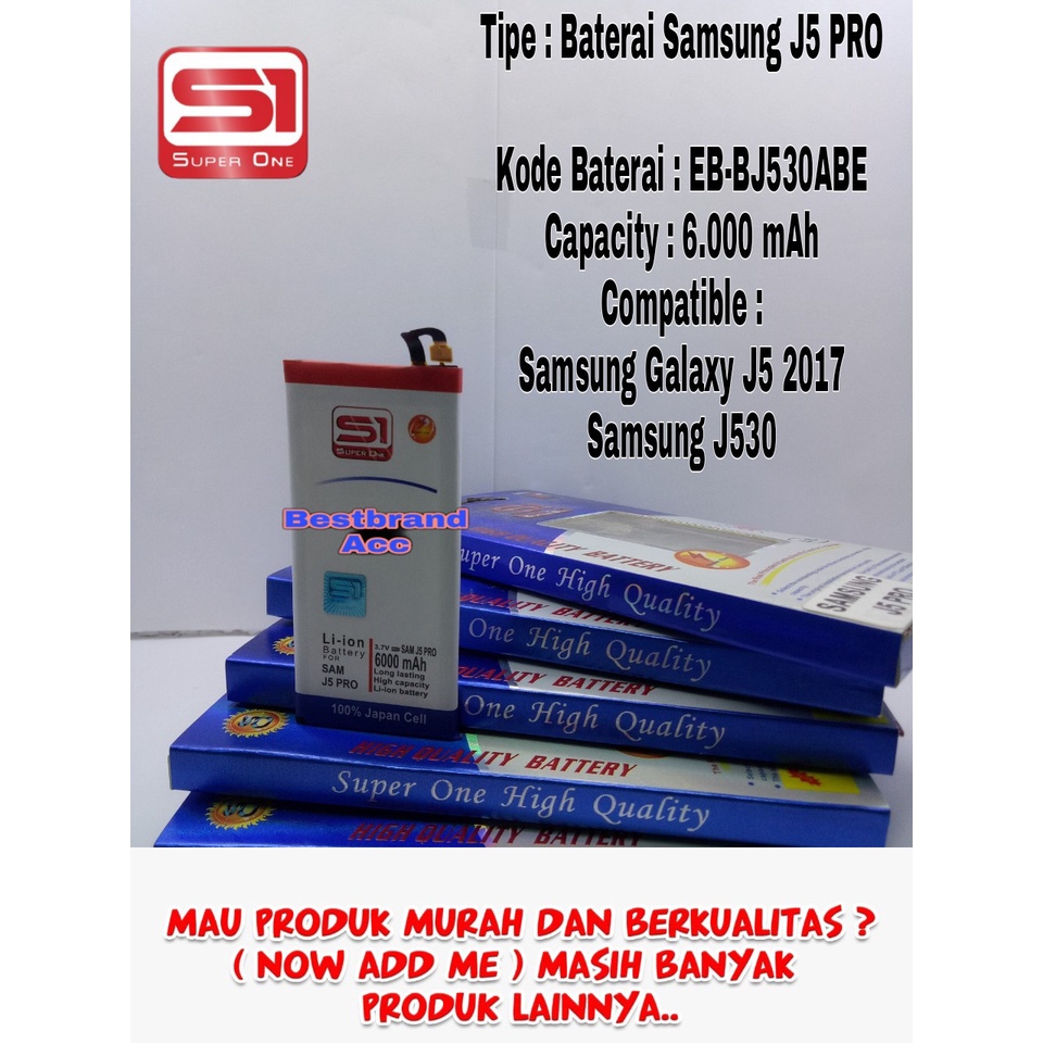 Jual BATERAI BATTRE BATERAY SAMSUNG J5 PRO DOUBLE POWER SUPERONE ...