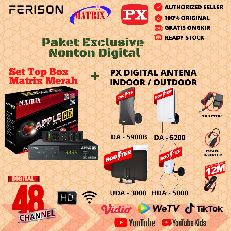 Jual Ferison - Paket Exclusive Siaran Digital Set Top Box Matrix Merah ...