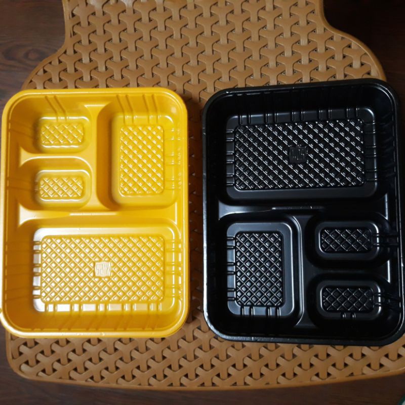 Jual Tray sekat 4 / Box bento sekat 4 +tutup / tenpat nasi kuning ...