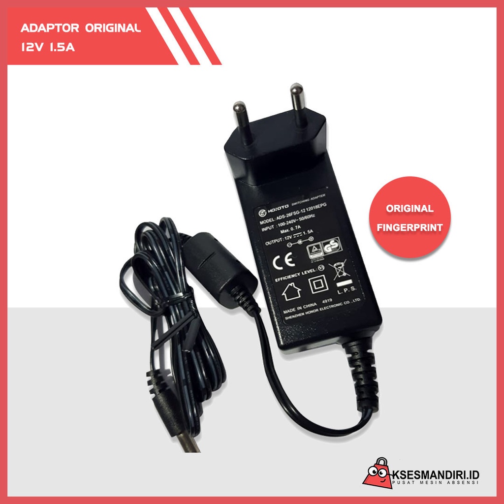 Jual Adaptor Original Mesin Absensi 12V 1.5A ORIGINAL | Shopee Indonesia