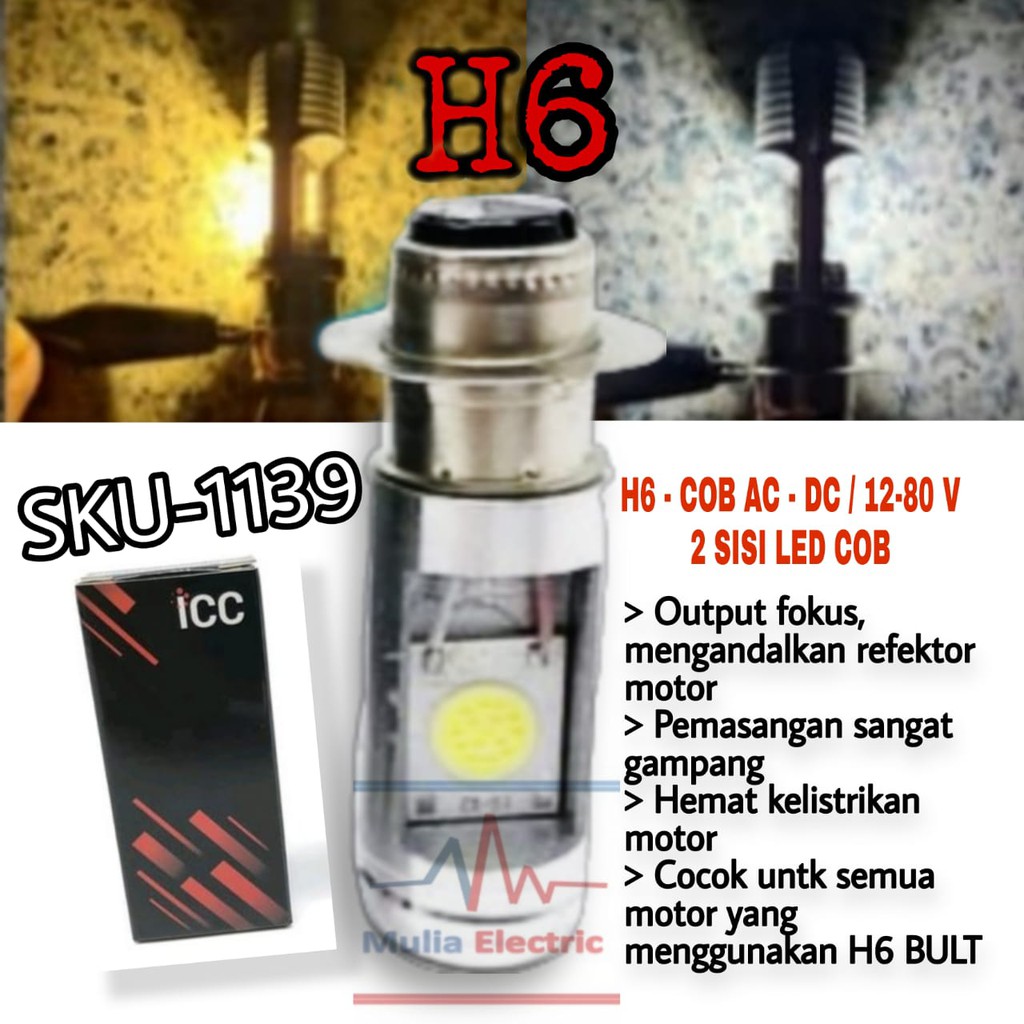 Jual Lampu LED utama H6 COB 2 MATA SISI AC DC MERK ICC | Shopee Indonesia