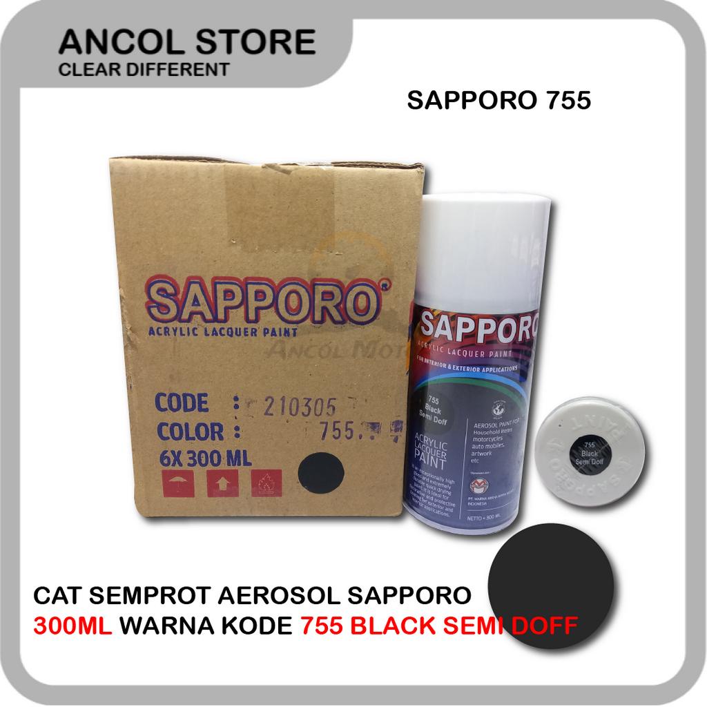 Jual Sapporo 755 Black Semi Doff Cat Semprot Saporo Paint Hitam Dof Dop ...